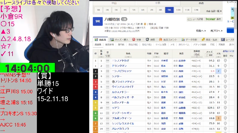 中央競馬配信🏇WIN5 AJCC プロキオンS⛄ - 2025/1/26(日) 14:00開始 - ニコニコ生放送
